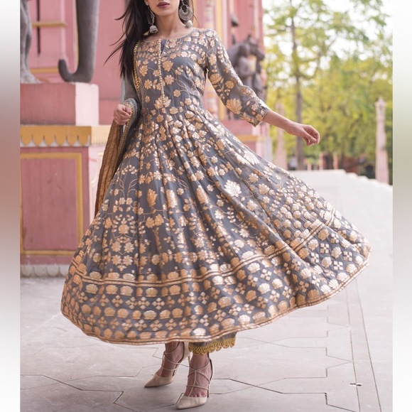 Gulabo Jaipur | Dresses | Gulabo Jaipur Anarkali Dress In Grey | Poshmark